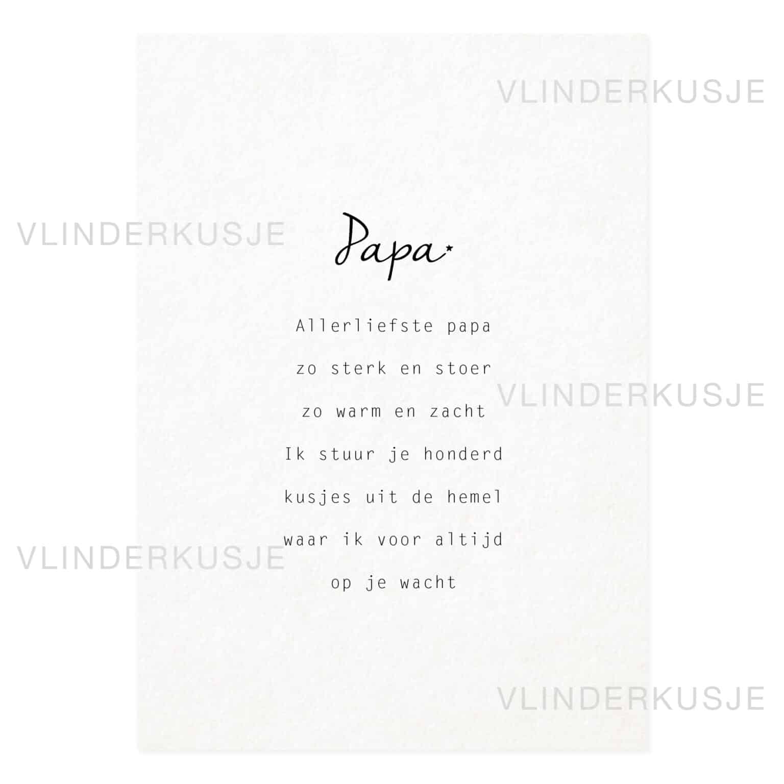 Ansichtkaart 'Papa / kusjes uit de hemel' - Vlinderkusje