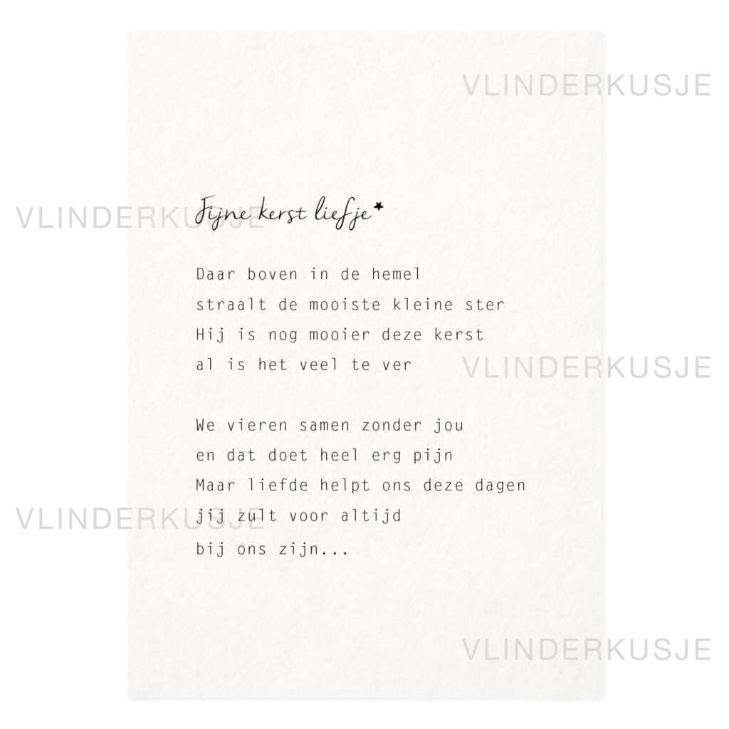 Ansichtkaart 'Fijne kerst in de hemel, liefje' - Vlinderkusje