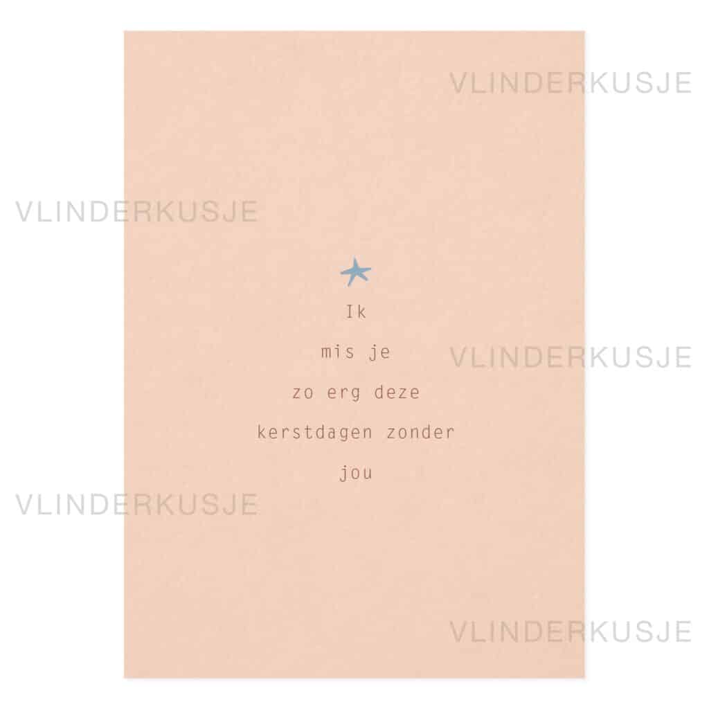 Ansichtkaart 'Ik mis je zo deze kerst' - Vlinderkusje
