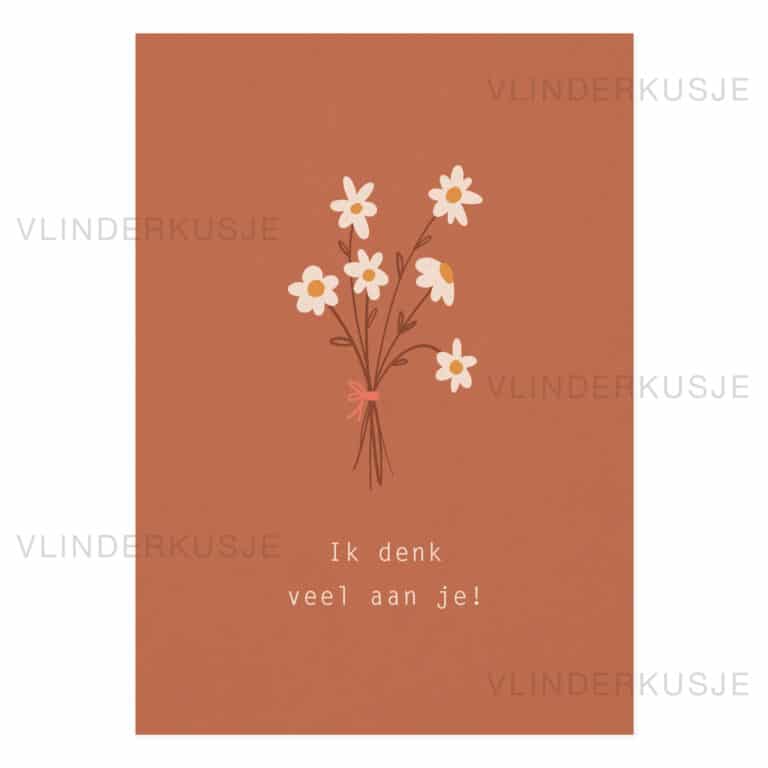 Ansichtkaart 'Ik denk aan je' - Vlinderkusje