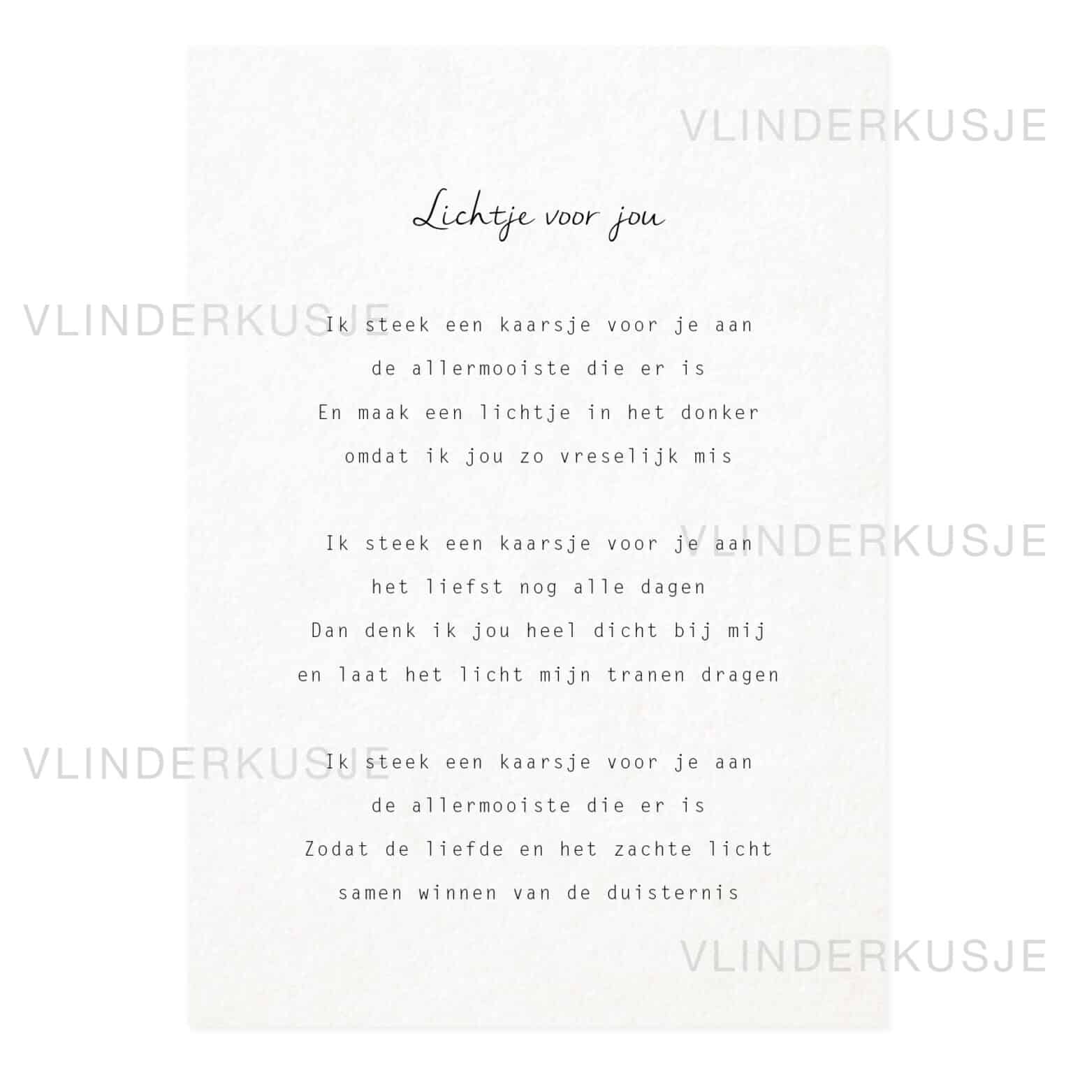 A5 Posterkaart 'Lichtje voor jou' - Vlinderkusje